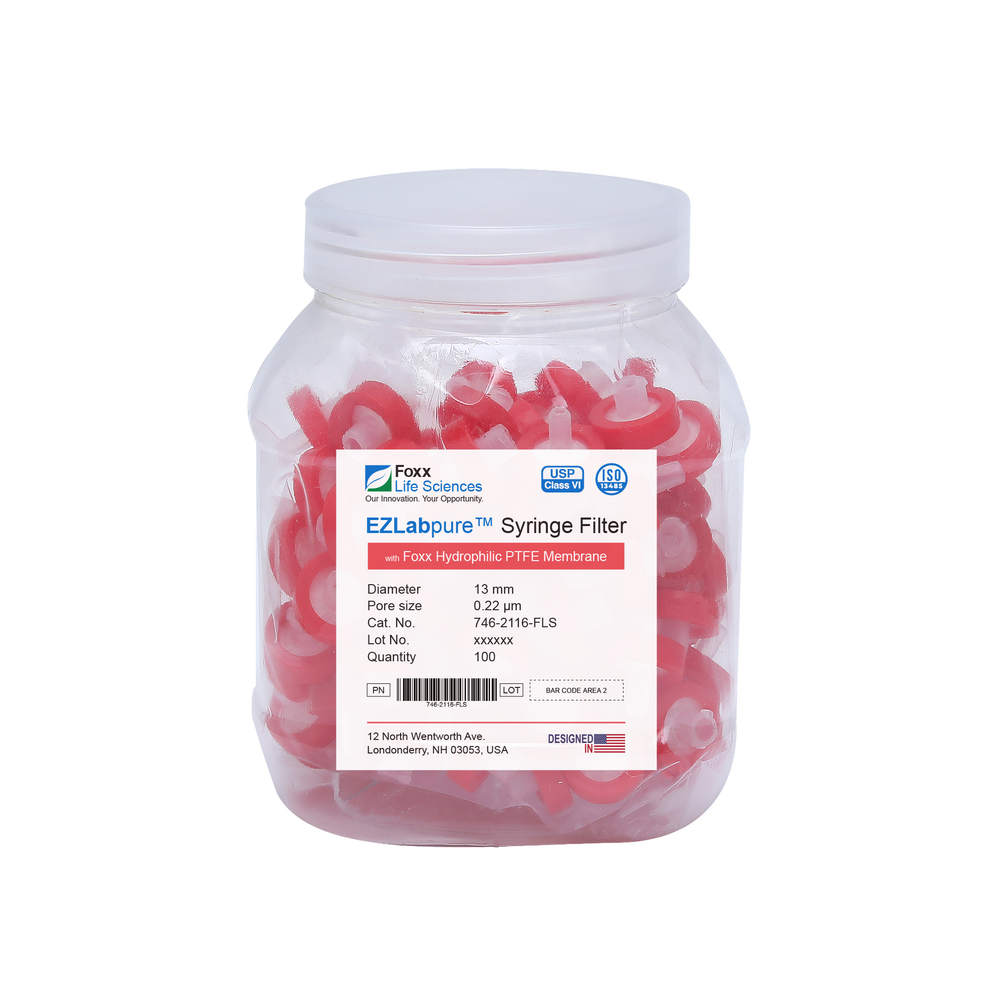 EZlabpure™ Hydrophilic PTFE Syringe Filters, 0.22 µm Pore Size Membrane ...