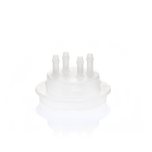 EZBio® GL45 Open Cap & Molded 4x 1/8" HB, White PP for Plastic Bottles ...