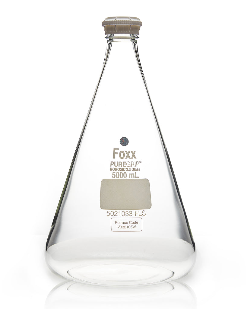 PUREGRIP® Erlenmeyer / Conical Flasks with GL45 Screw Cap 5000 mL – Foxx Life Sciences