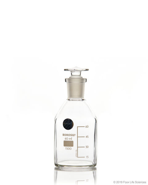 Borosil® Clear Reagent Bottles with Stoppers - 60mL - 14/23 - CS/40 ...