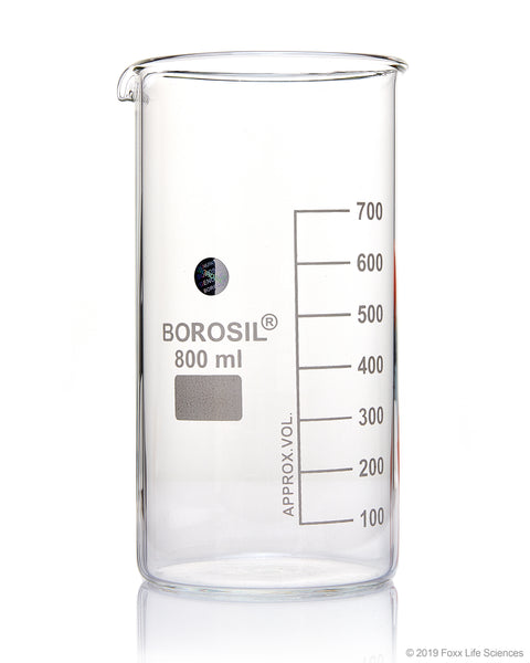 Borosil® Tall-Form Glass Beakers with Spout - 800mL - CS/20 | Foxx Life ...