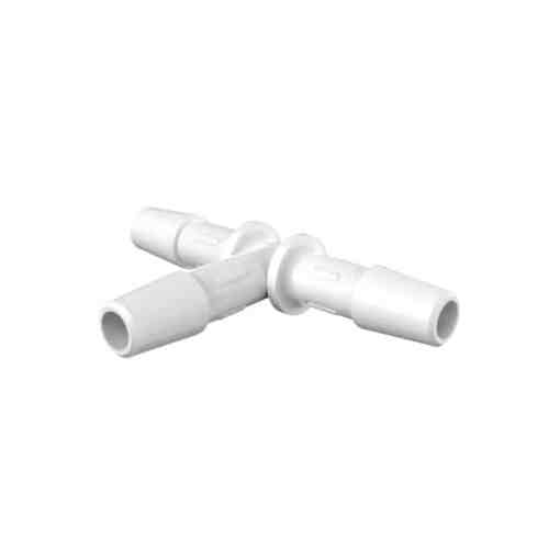 1/4" Equal T Connector, Natural Kynar Polyvinylidene Fluoride (PVDF) - 100